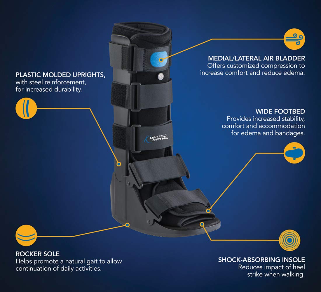 United Ortho USA14107 Air Cam Walker Fracture Boot, Large, Black