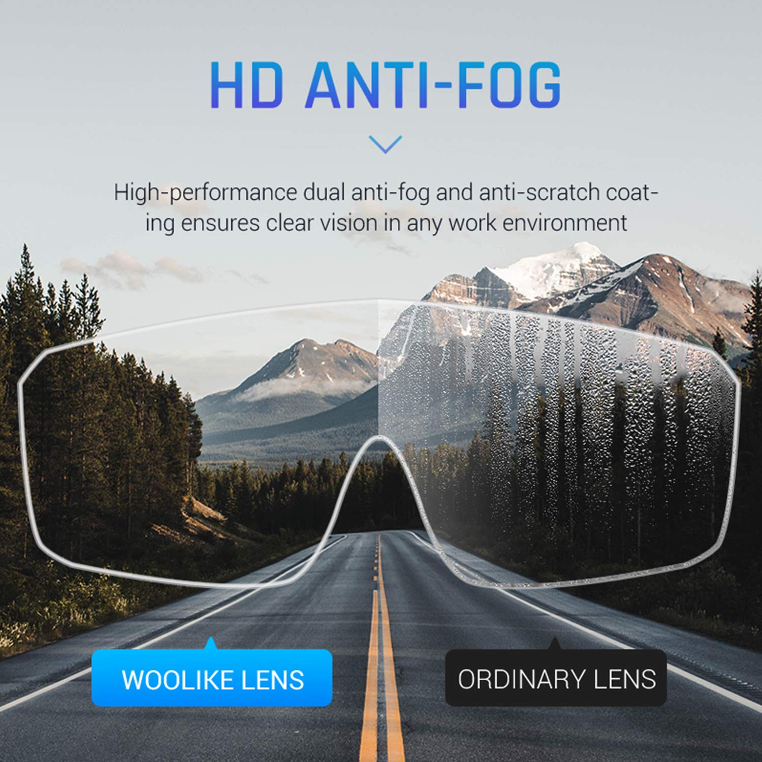WOOLIKE Safety Goggles with Anti-fog Lens Over Glasses Goggles for Nurses Protective Goggles Clear Lens FA-04 (Transparent)