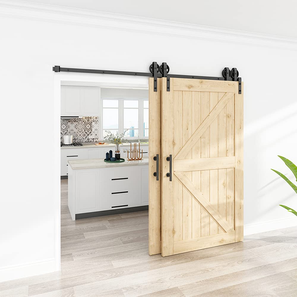 WINSOON 2PCS Adjustable Floor Guide for barn Door Hardware Black with Screws (2PCS)