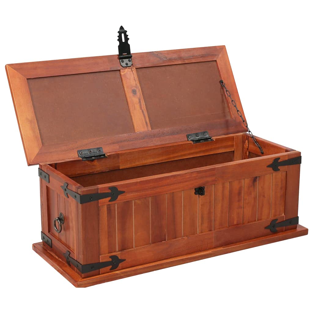 Storage Chest with 2 Side Handles and Latch, Toy Box Organizer for Bedroom and Living Room, Coffee Table, Couch Table, Solid Acacia Wood