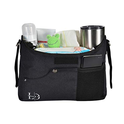 Universal Baby Stroller Organizer Bag with Cup Holder - Detachable Shoulder Strap - Great Baby Stroller Accessory -Easy Installation and Secure Fit - Smart Organizer for Mothers - 2 in 1 Organizer