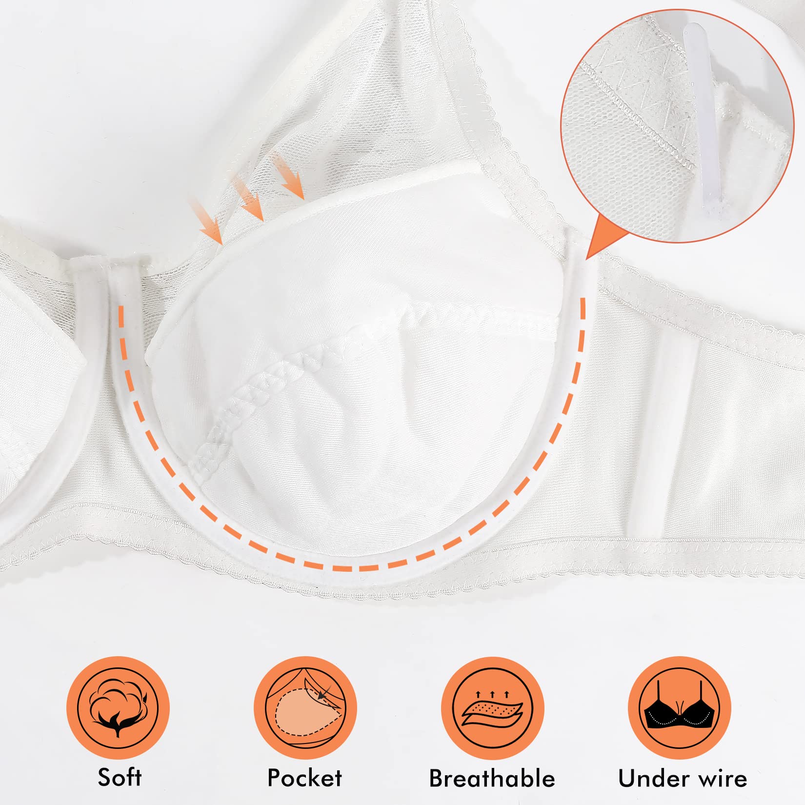 Windsleeping Breast Forms Pocket Bra for Prosthesis Women Mastectomy Crossdressers White