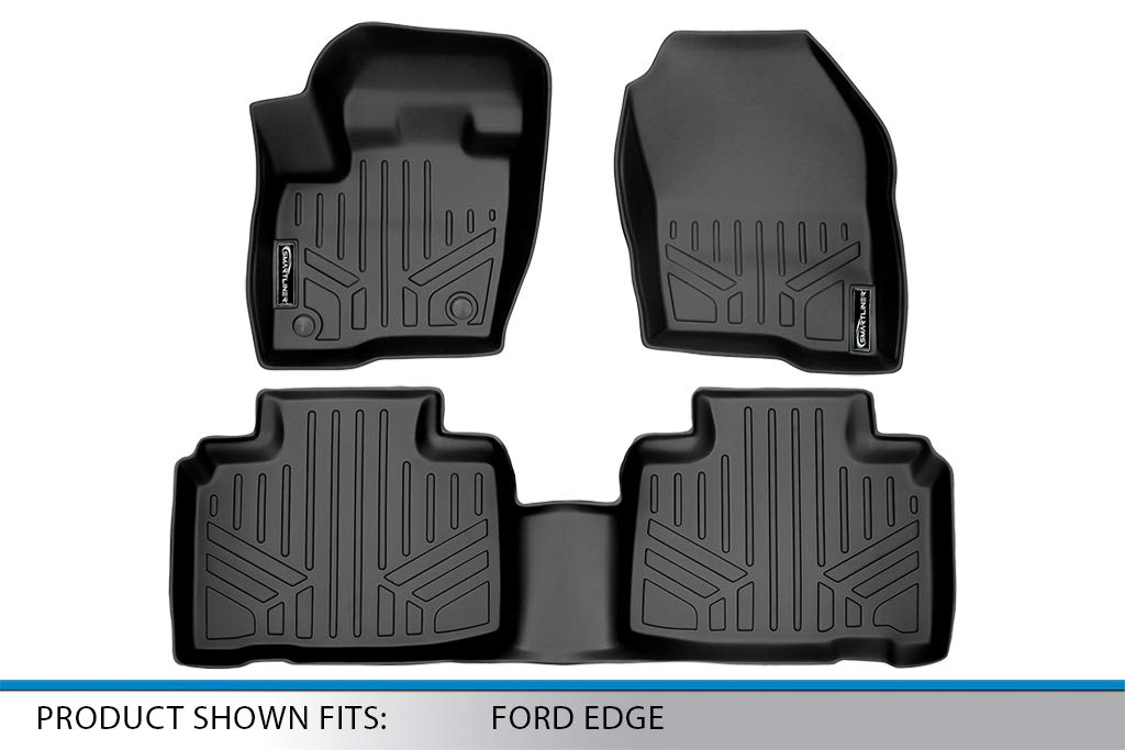 SMARTLINER All Weather Custom Fit Floor Mats 2 Row Liner Set Black Compatible with 2015-2022 Ford Edge