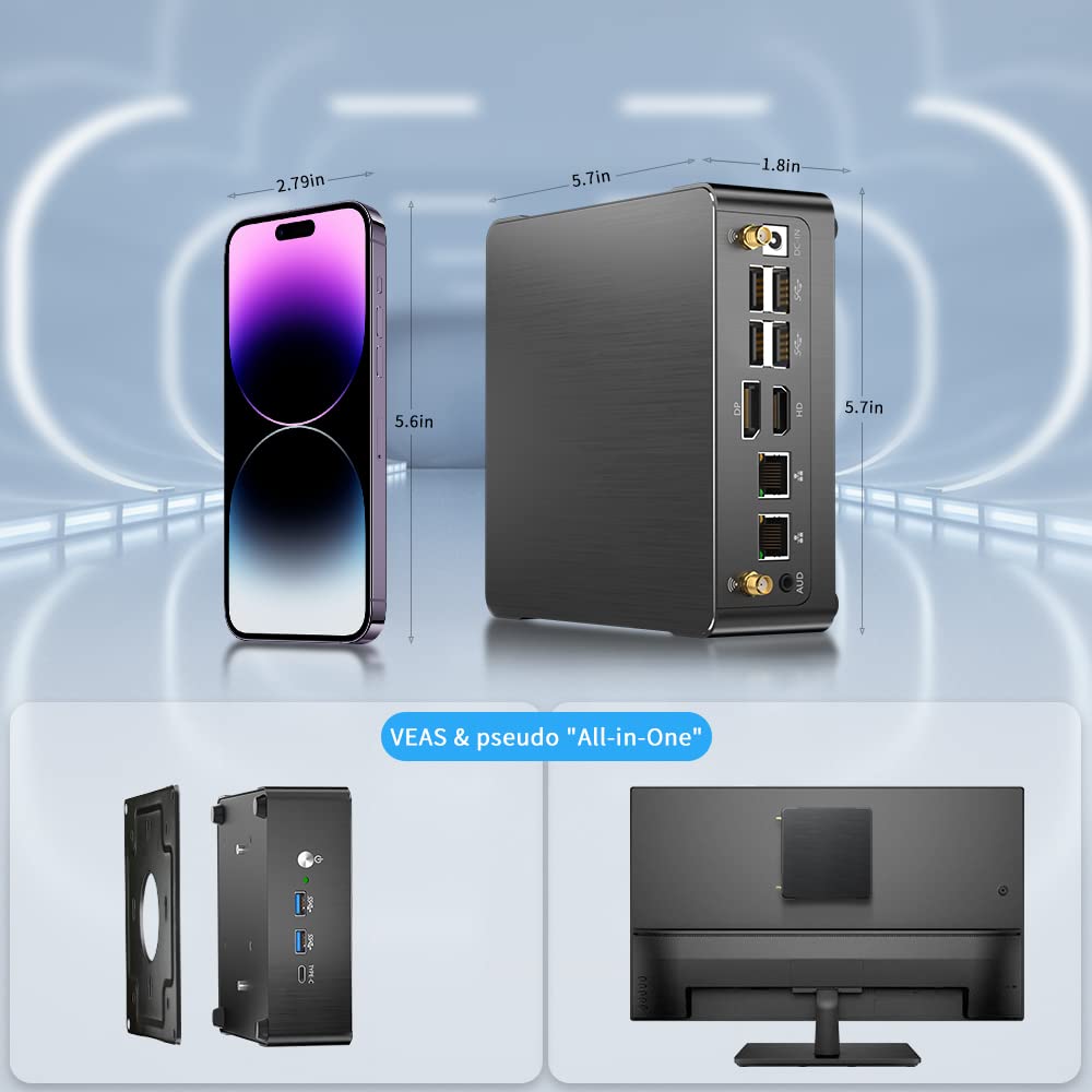 Thdeukoty Mini PC AMD Ryzen 9 5900HX Windows 11 Pro, Desktop Computer 16G DDR4 RAM 256G NVME SSD, USB3.0, DP/HDMI/Type-C 4K@60Hz Triple Display, 2.5G+1G LAN, WiFi 6 Bluetooth 5.2