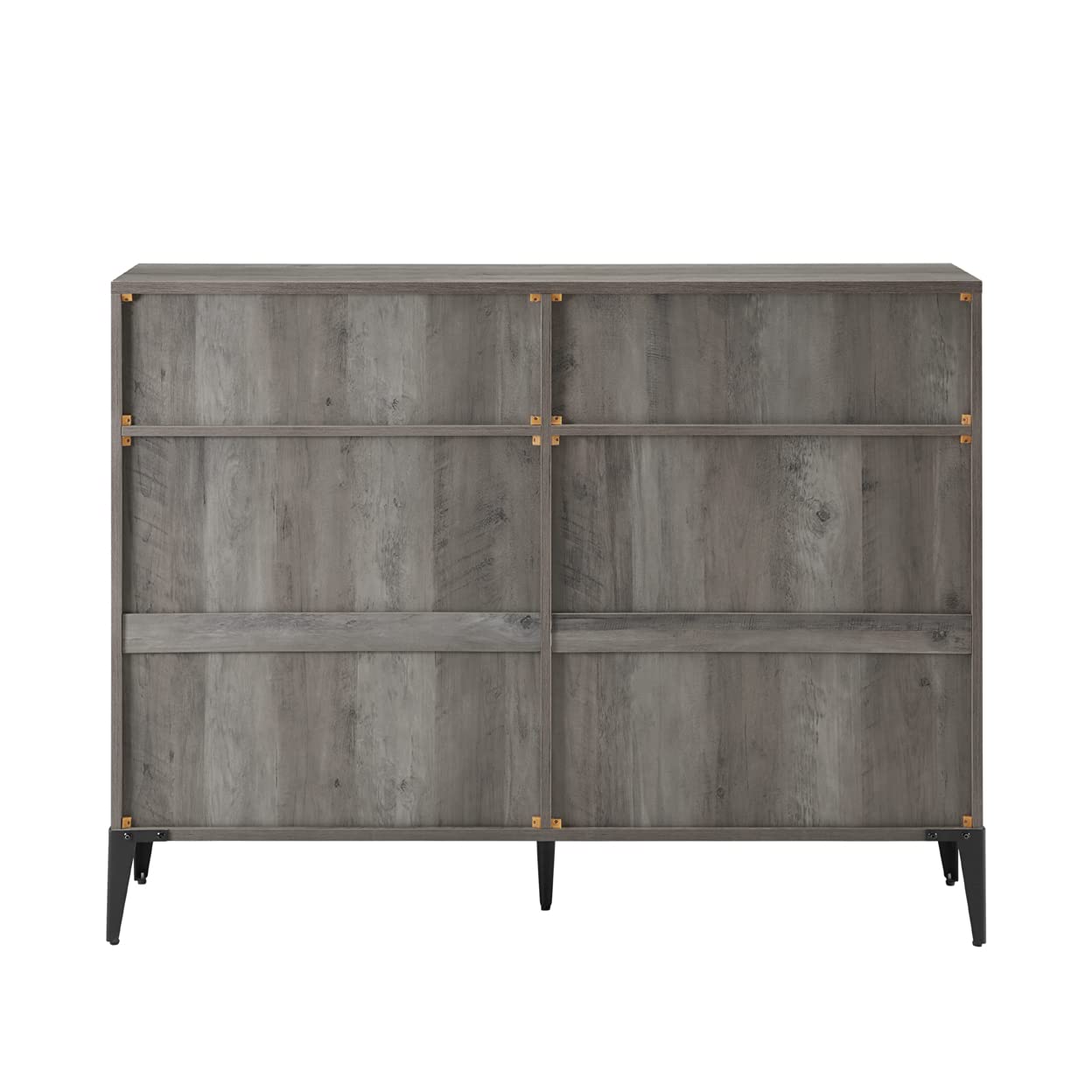 Walker Edison 2 Tier Industrial Wood and Metal Mesh Bookcase Bookshelf Storage Home Office Storage Cabinet, 52 Inch, Grey Wash