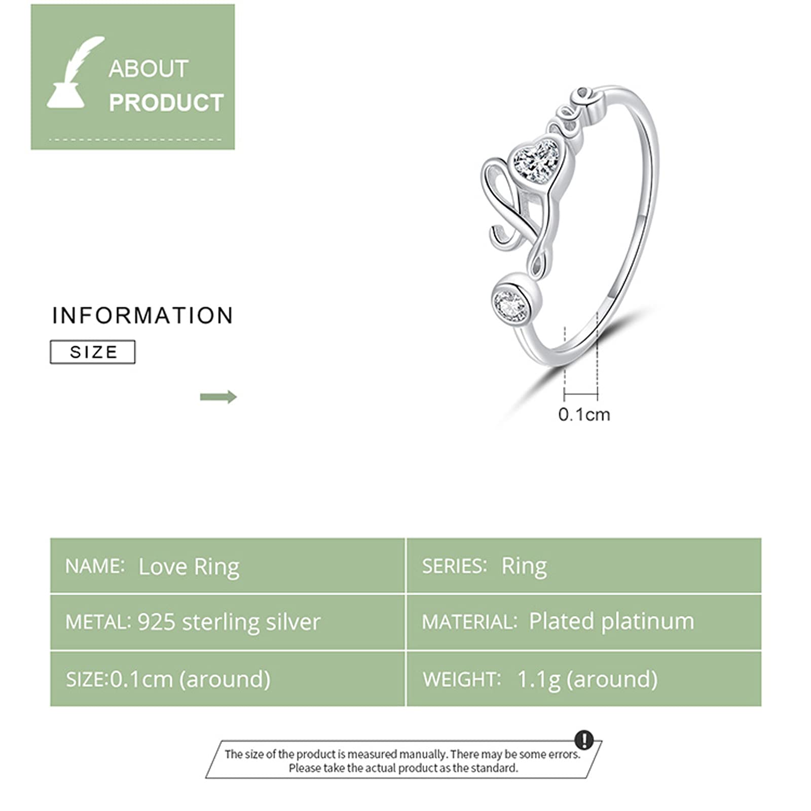 XOYOYZU 925 Sterling Silver Boat Anchor Blue Cubic Zircon CZ Ring Expandable Open Rings Adjustable Women Jewelry (Love ring)