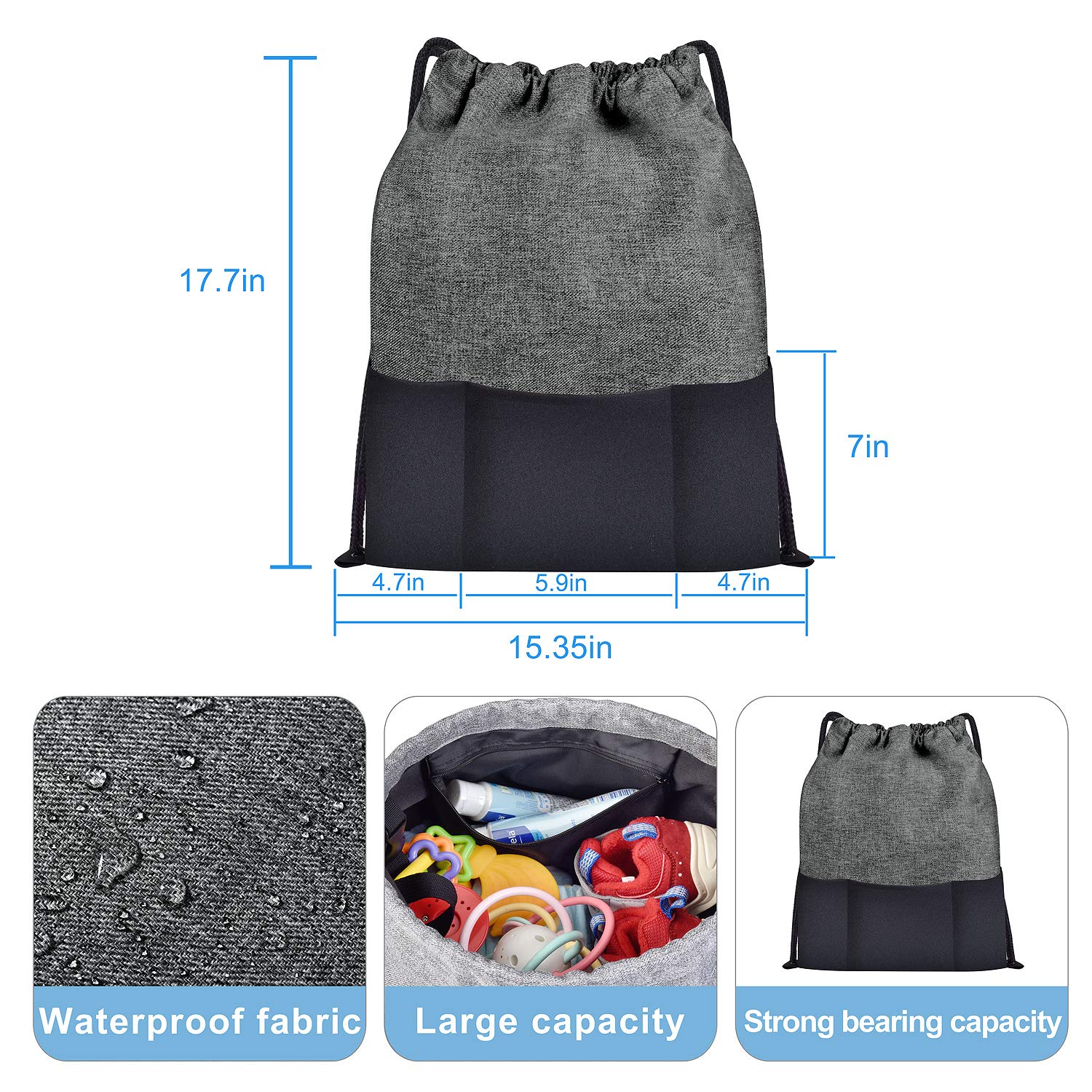 Universal Stroller Organizer Large Capacity Portable Baby Stroller Storage Bag 2way To Use Fit All The Baby Strollers Gift for Newborns - D.Gray