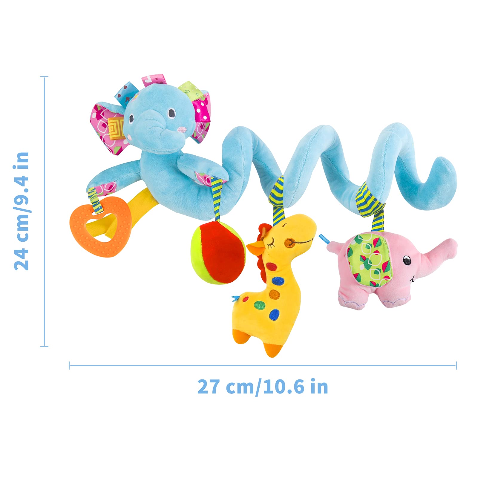 VX-star Baby Pram Crib Ornament Hangings Blue Cute Little Elephant Shape Design Spiral Plush Toys Stroller and Travel Activity Toy