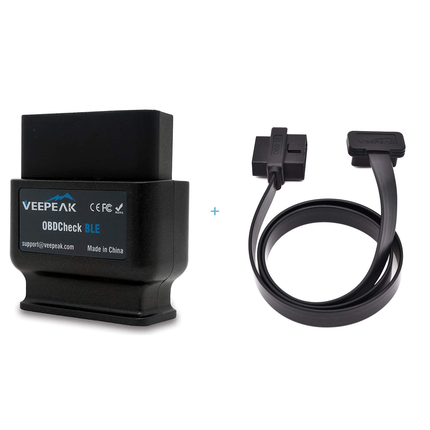 Veepeak OBDCheck BLE OBD2 Scanner and 1x2 Extension Cable Bundle