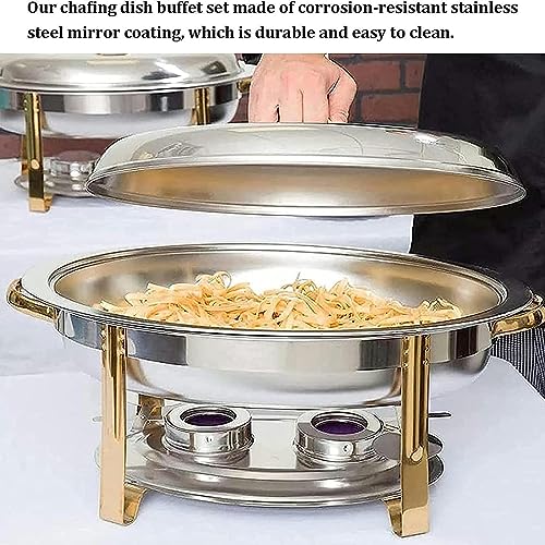 Stainless Steel Chafing Dish Buffet Set, 5.5L Full Size Oval Chafer Buffet Servers with Food Pan, Fuel Holders amp; Lid, Food Warmers for Party