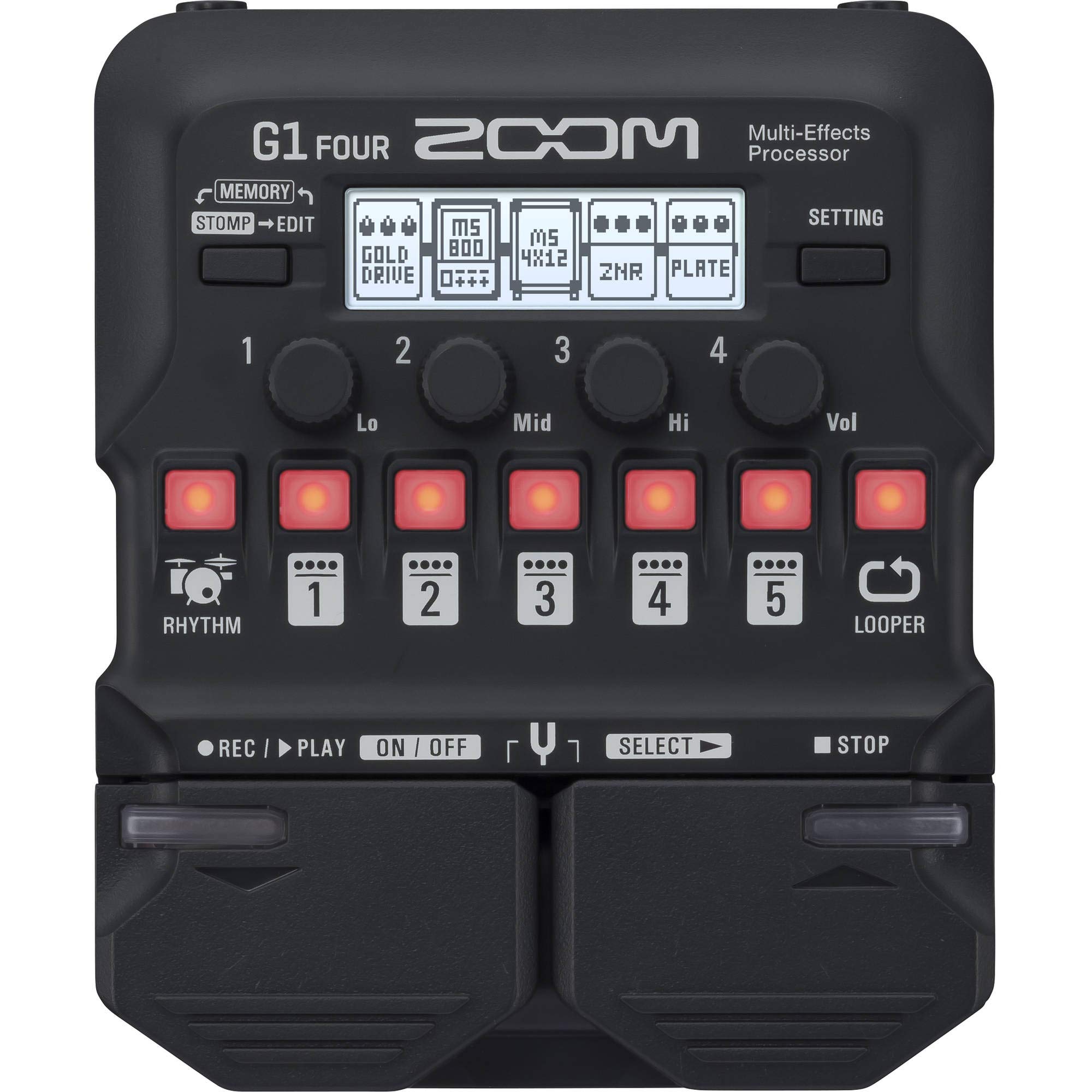 Zoom G1 Four Guitar Multi-Effects Processor + AA Batteries, Cables and Fibertique Microfiber Cleaning Cloth