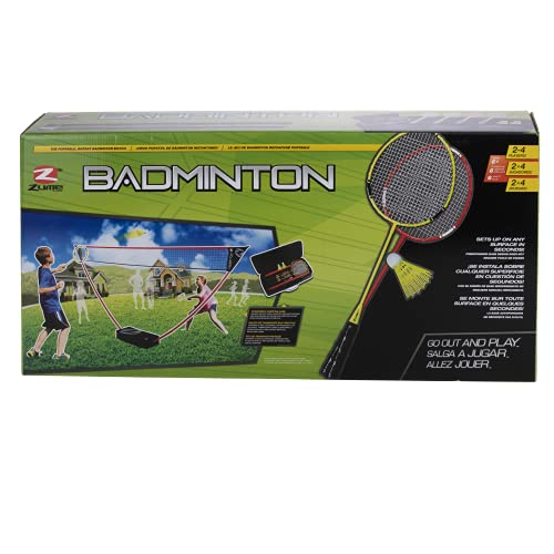 Zume Games Portable Badminton Set with Freestanding Base β Sets Up on Any Surface in Seconds β No Tools or Stakes Required,Red/Black/Green,1,OD0006W