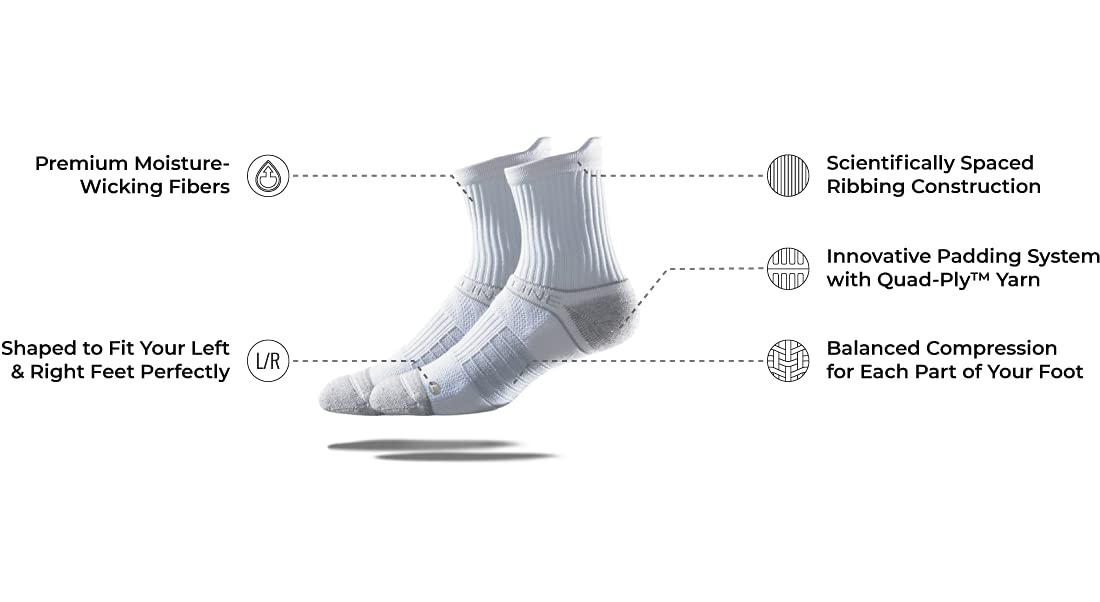 Strideline Men's Standard Premium Athletic Socks, Mid-Length (3-Pack DISC) White, Medium/Large