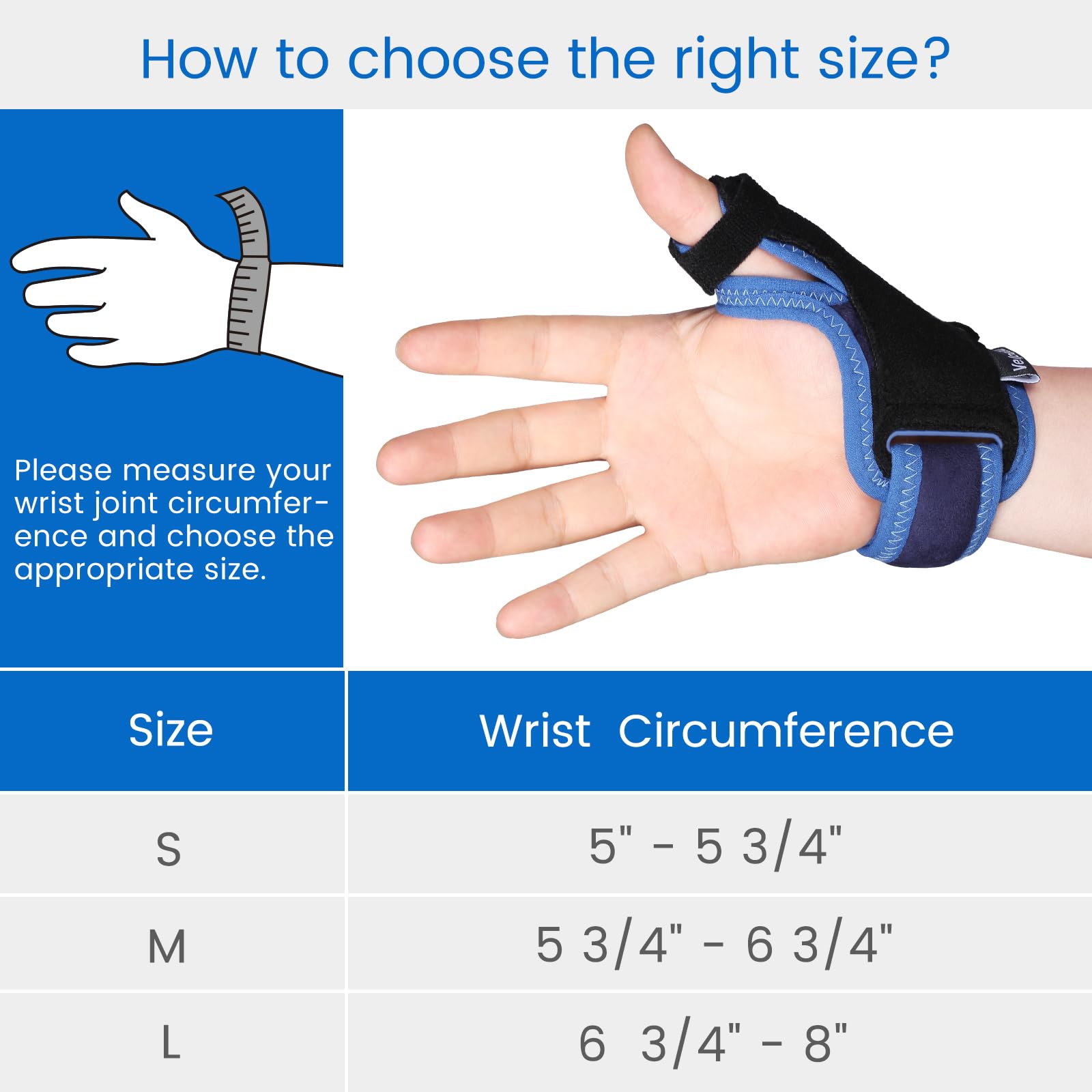 Velpeau Thumb Support Brace - CMC Joint Thumb Spica Splint for Pain Relief, Arthritis, Tendonitis, Sprains, Strains, Carpal Tunnel Wrist Strap(Medium)