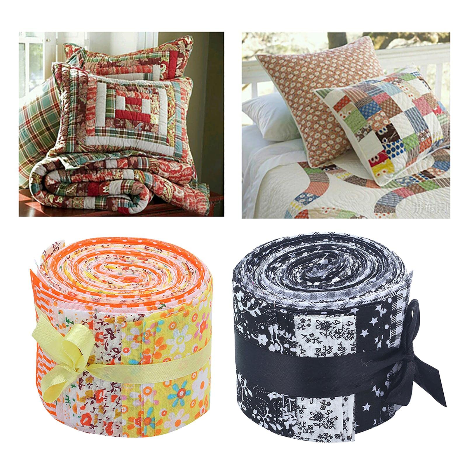Yiju 40Pack 2.4 Inch Jelly Roll Quilt Strips Floral Printed Fabric DIY Sewing