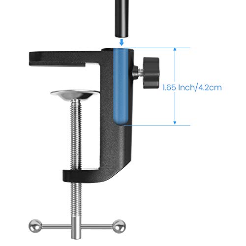 YNGRUE Microphone Arm Stand C Shape Desk Table Mounting Clamp for Microphone Mic Suspension Boom Scissor Arm Stand Holder with Adjustable Screw, Fits up to 2.3in/5.9cm Desktop Thickness