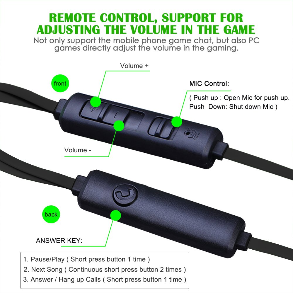 Wired Gaming Earphone with Adjustable Mic for PS4,Laptop Computer, Cellphone, DLAND E-Sport Earburds with Portable Earphone Bags, Snug Soft Design, Inline Controls for Hands-Free Calling. (Black)