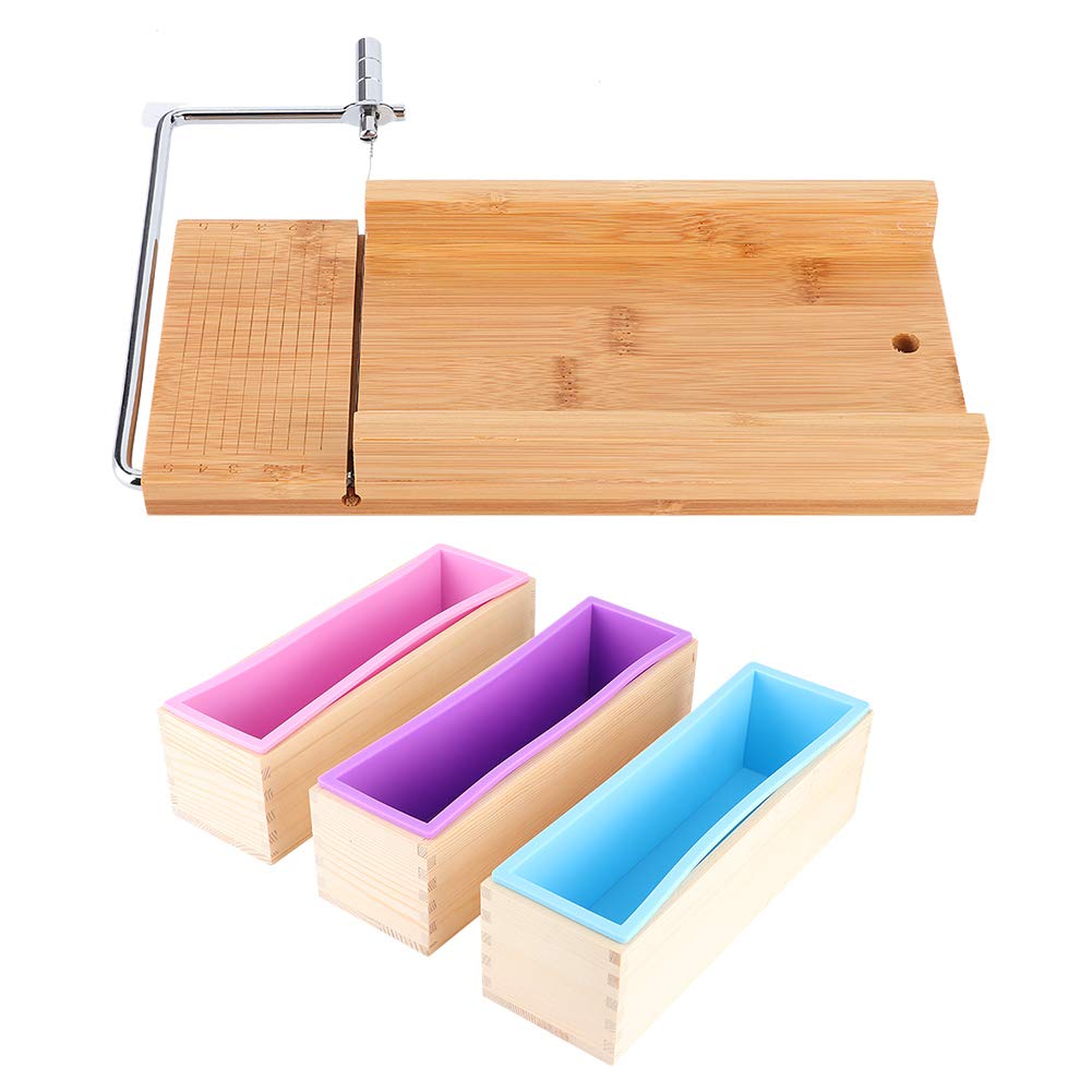 UPQRSG Silicone Soap Mold, 1200ml DIY Soap Loaf Bar Making Molds, Manual Soap Cutter with Scale, Soap Molds Making Kit, Kitchen Tool, for Soaps Making