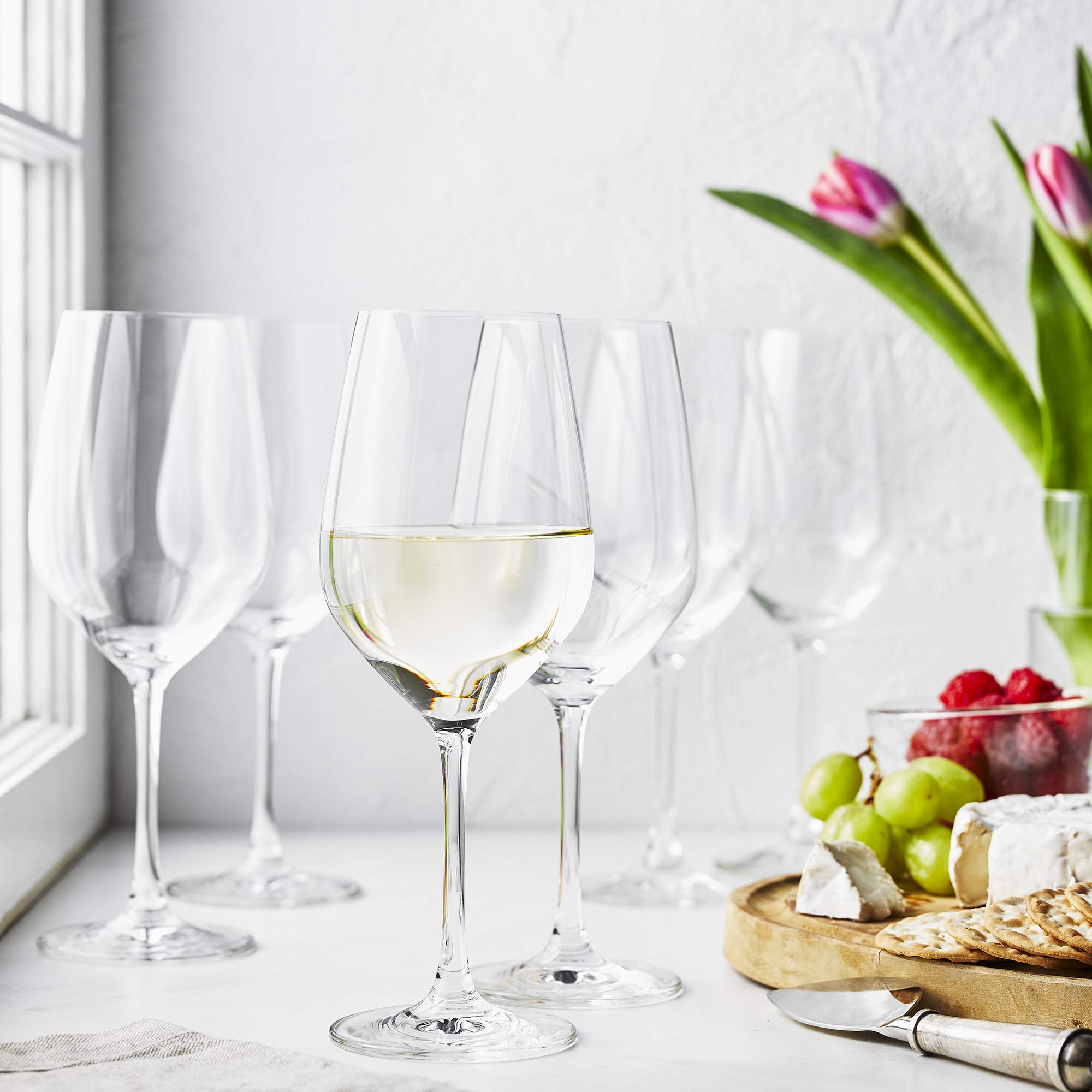 ZWILLING J.A. HENCKELS 6 Piece Predicat Burgundy Glass Set, 13.6 oz, White
