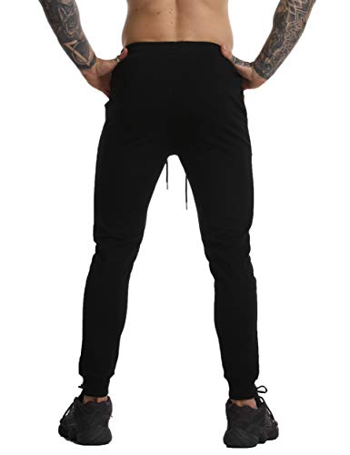 YKB Men's Gym Jogger Pants Sport Workout Training Slim Tapered Sweatpants Running Joggers for Men Black