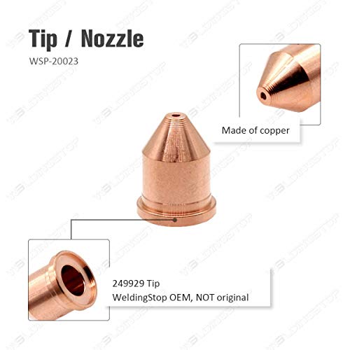 WeldingStop Plasma Cutter XT60 Torch Electrode 256026 Tip 249929 60A (PK-10 NOT Miller Original Consumables)