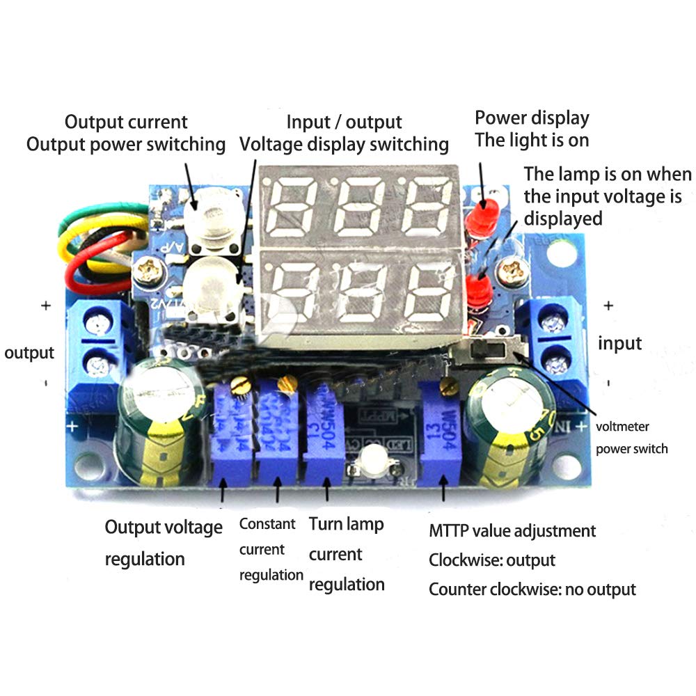 WSDMAVIS 1Pcs MPPT Solar Controller Module 5A Dc-Dc Step Down Buck Voltage Regulator Power Module Constant Current Charging Board LED Display