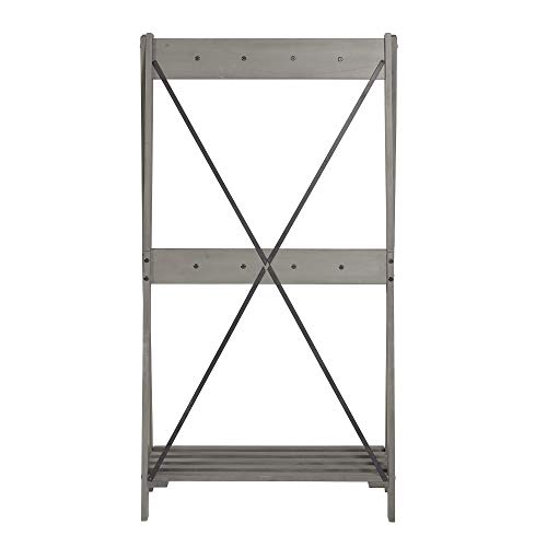 Walker Edison X Back Farmhouse Entryway Bench Hall Tree Coat Rack Shoe Storage Shelf Mudroom Hallway Organizer, 68 Inch, Grey