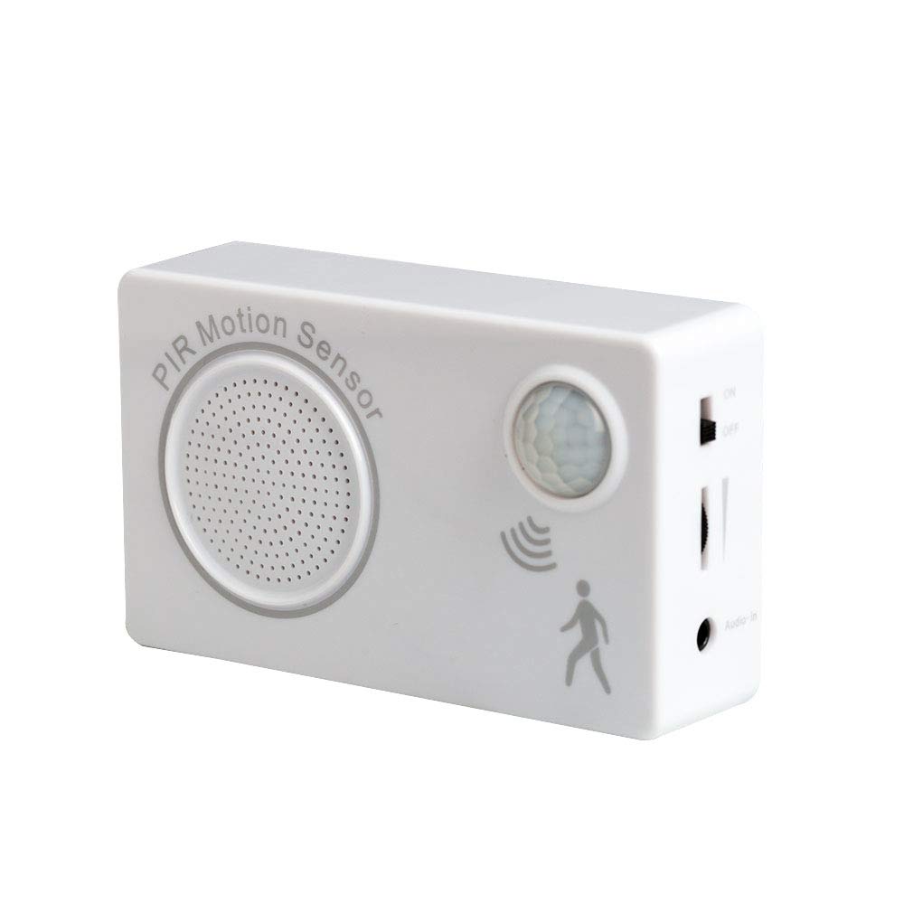 Upgrade Version - Mini PIR Motion Sensor- Recording Sound Through Phone-Welcome Alarm-Sound Motion Doorbell- Home Security Driveway Alarm- (White)