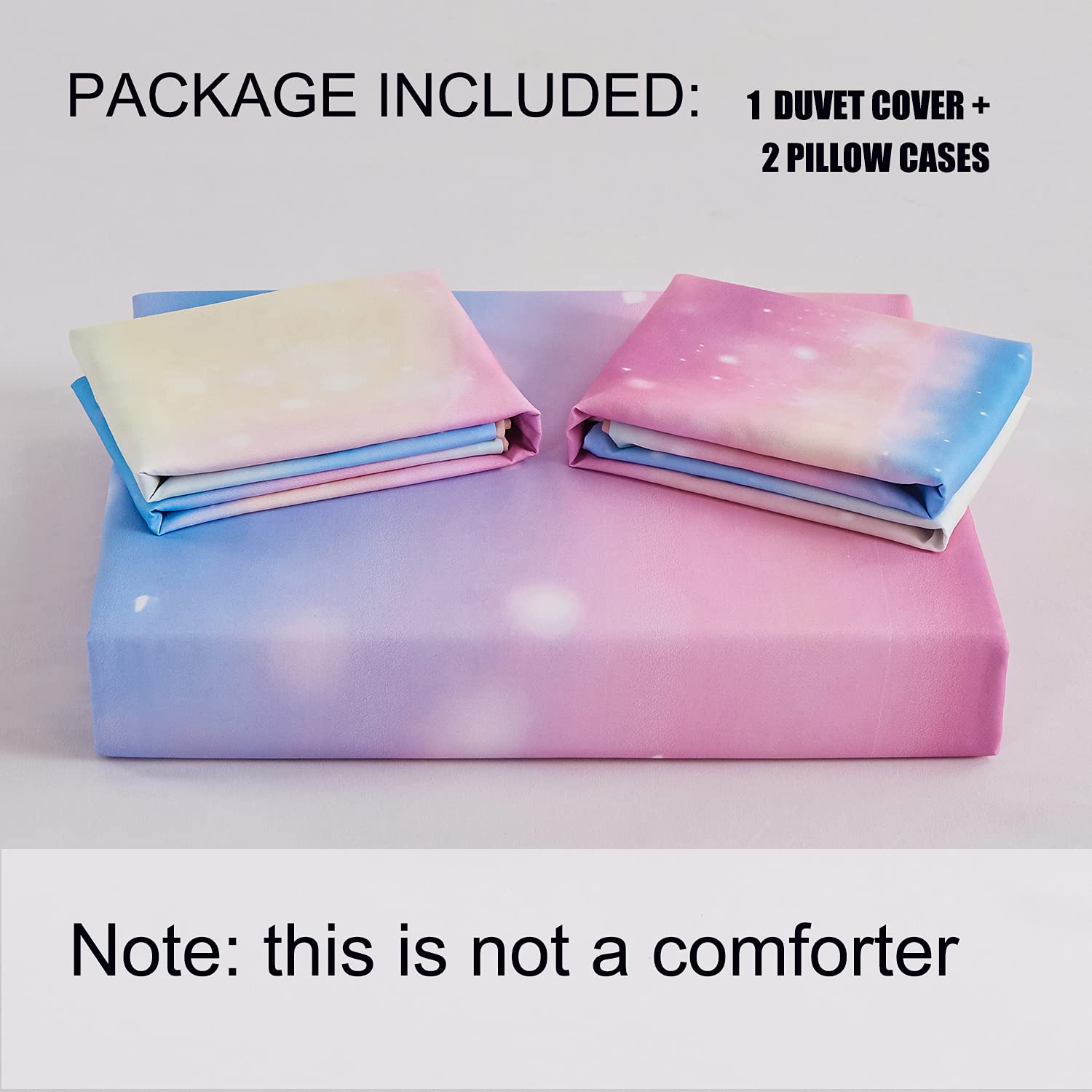 YOOCOOL Galaxy Duvet Cover Twin for Girls,3 Pieces Rainbow Printed Duvet Cover Set Soft Microfiber Material with 2 Pillowcases (Rainbow, Twin)