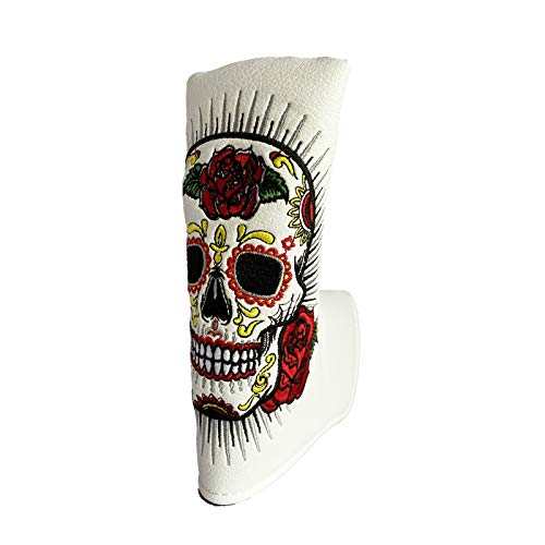 YopralGolf Golf Blade Putter Head Covers Halloween Rose Sugar Skull Magnetic Leather Golf Putter Headcover Fits Scotty Cameron Odssey Ping Taylormade