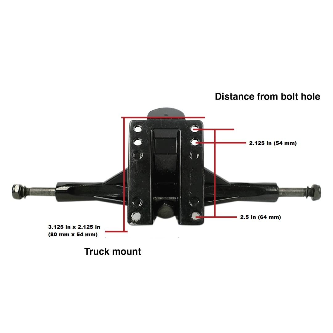 Yocaher 180mm / 7" Heavy-Duty Longboard Trucks - Black (Set of 2)