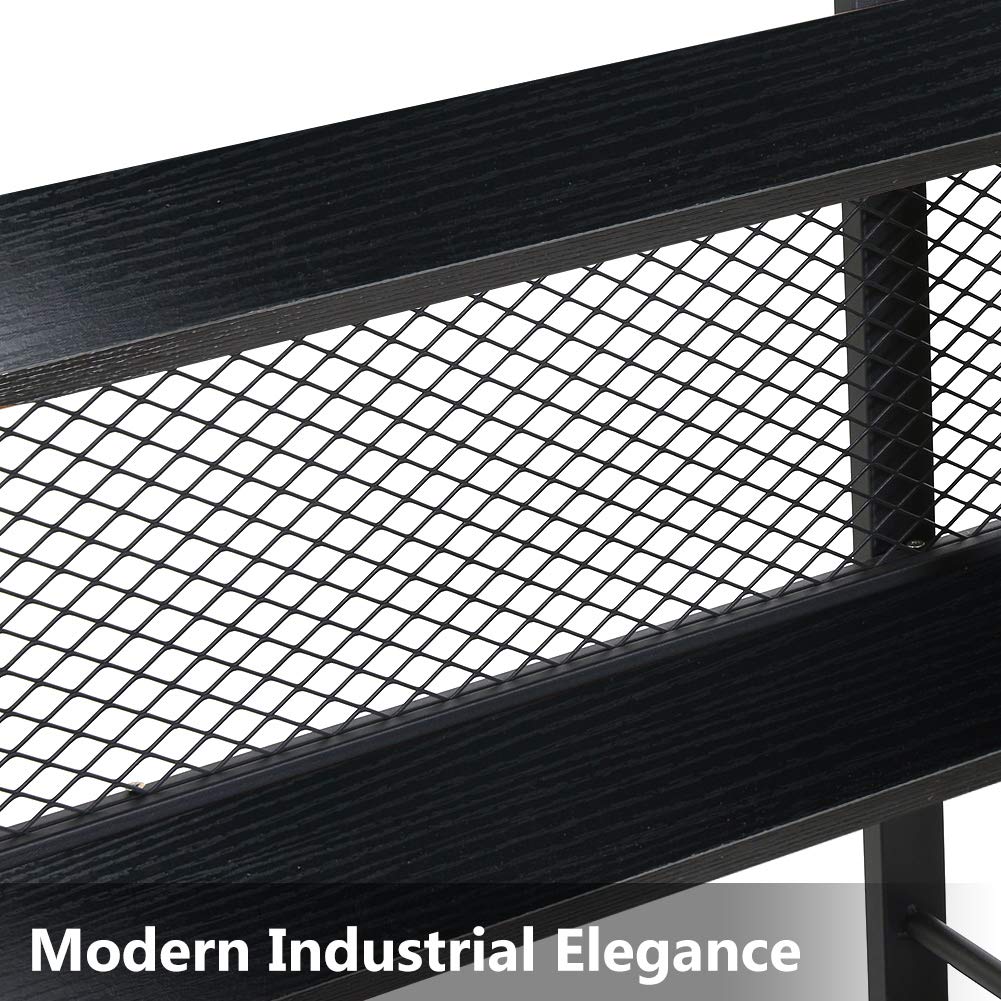 Tribesigns 5-Shelf Bookshelf with Metal Wire, Modern Industrial Bookcase Display Shelf Storage Organizer with Metal Frame for Home Office, 47.2 L x 9.4 D x 71 H (Black)