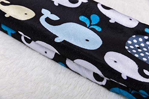 Soft Minky Baby Blanket - with Premium Dotted Backing Whale Printed - Unisex - for Stroller, Crib, Newborns, Receiving (30"x40")