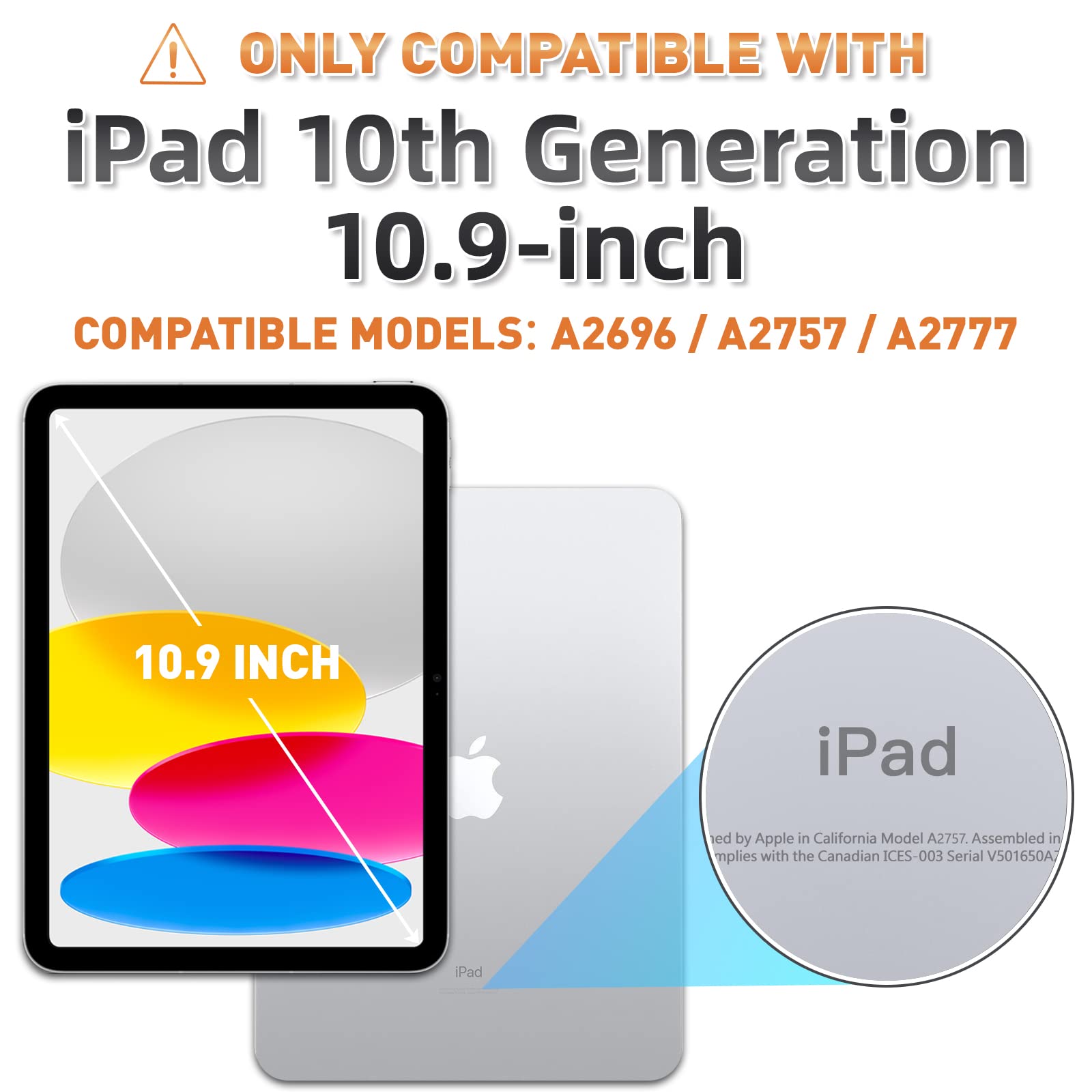 Timecity for iPad 10th Generation Case, for iPad 10.9 Case 2022/2023: with Strong Protection, Screen Protector, Handle, Shoulder Strap, Rotating Stand, Pencil Holder - Black