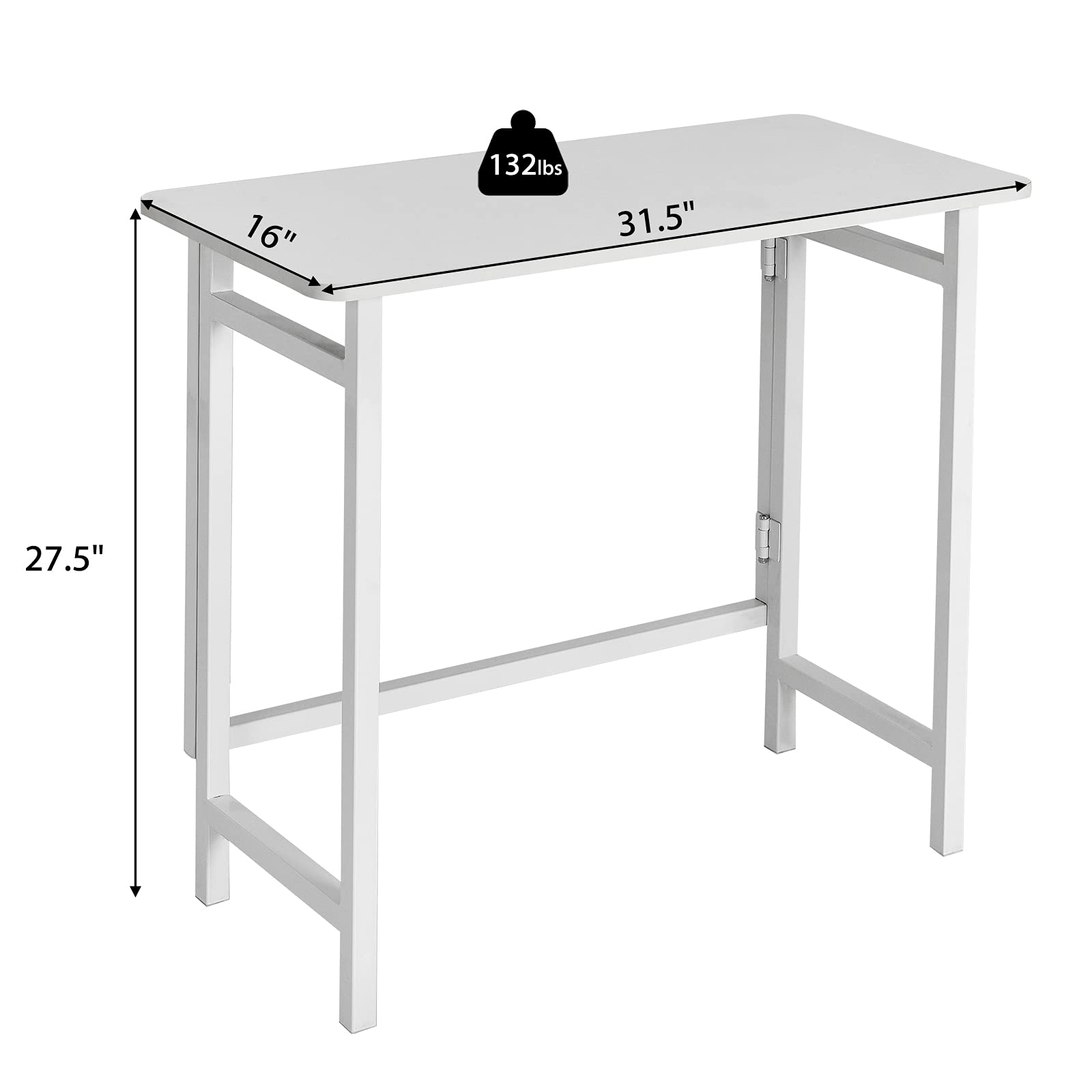 Tangkula Folding Computer Desk, Simple Metal Frame Computer Desk Modern Home Office Laptop PC Workstation Compact Study Writing Reading Table for Small Space, Folding Table (Black)