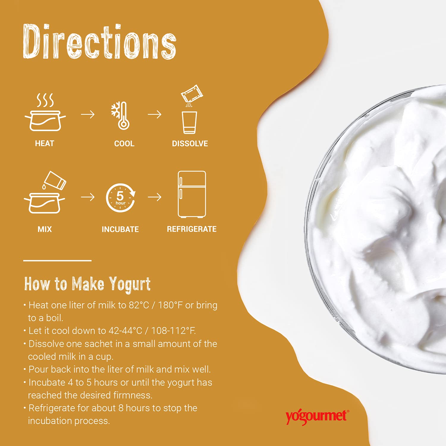 Yogourmet Yogurt Starter (6 Pack) - Make Yogurt at Home - Starter Culture - All Natural, Gluten Free, Kosher, Halal - 3 g Sachets