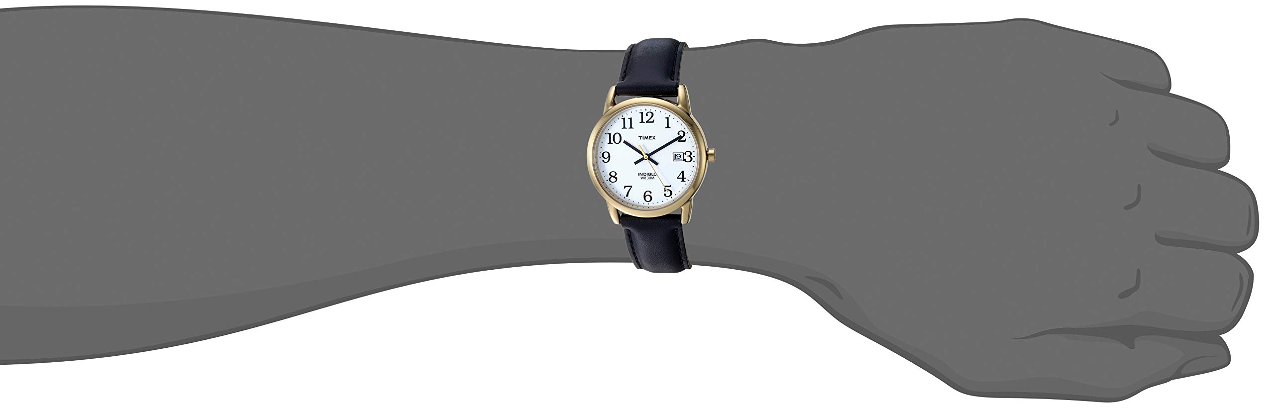 Timex Men's Easy Reader 35mm Watch – Gold-Tone Case White Dial with Black Leather Strap