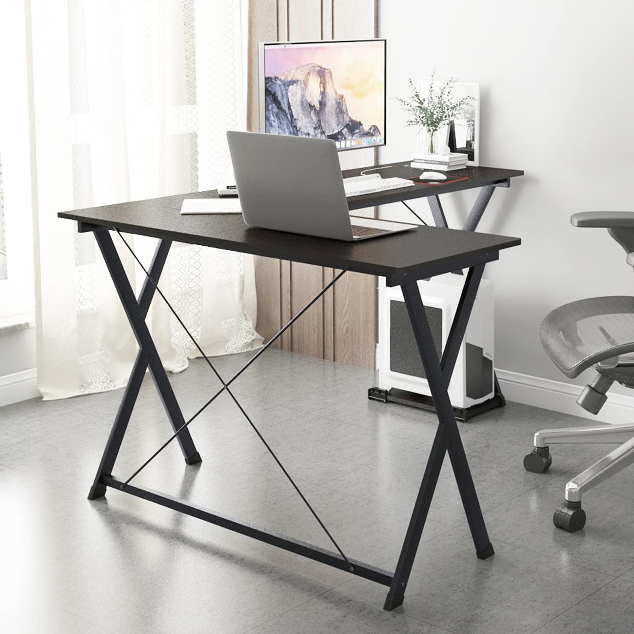 soges 62 inches L Shape Computer Desk Large Corner Desk, Office Table Writing Desk Computer Workstation, Black