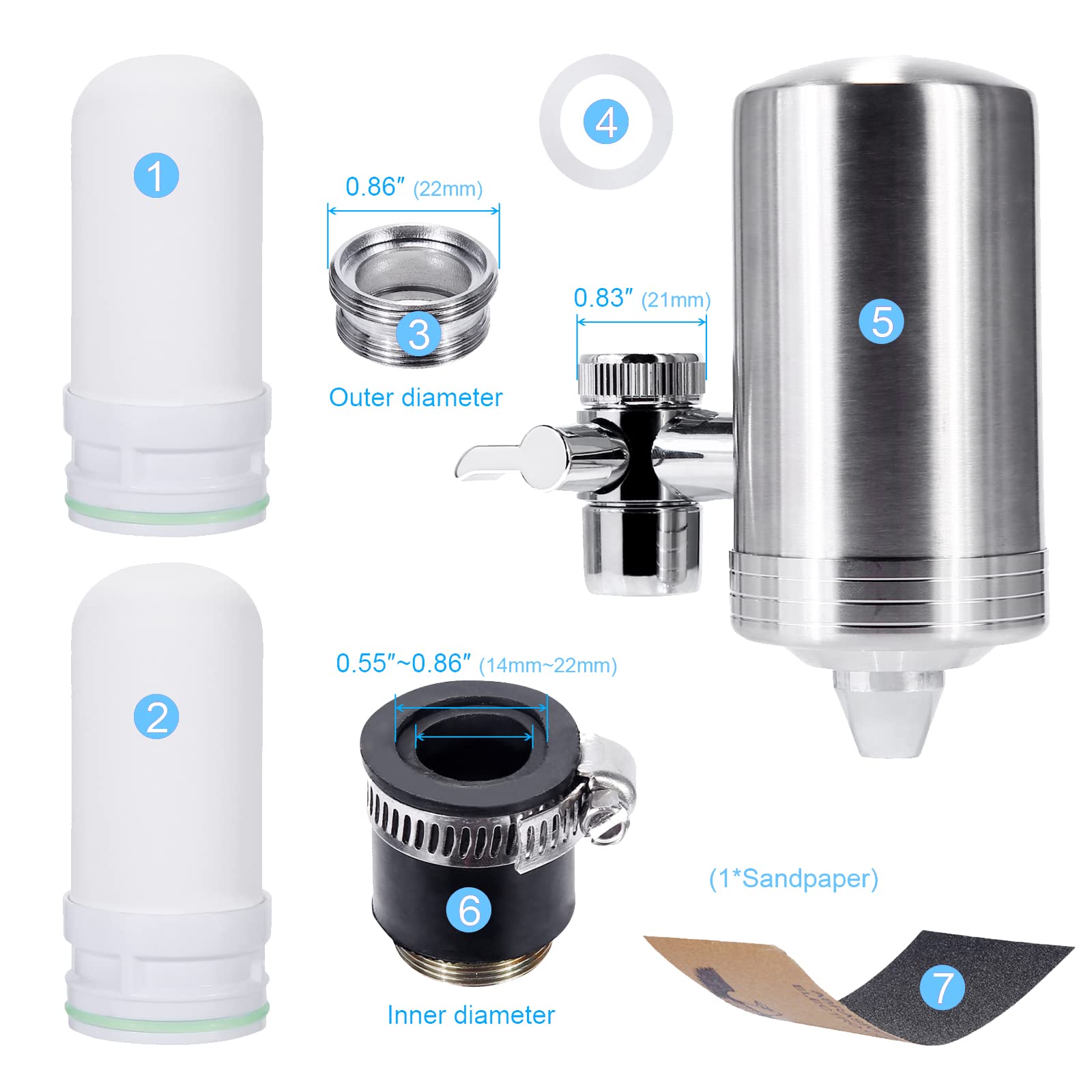 Water Filter Faucet,Stainless Steel Faucet Water Filter,Tap Water Filter for Hard Water ,Fits Standard Faucets