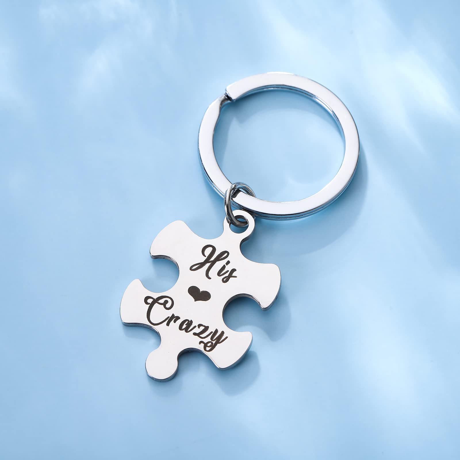 Tyniffer Couples Keychain Gift for Boyfriend Girlfriend,Valentines Day Gifts for Him/Her,His Crazy Her Weirdo Matching Keychain Gift (Silver & Black)