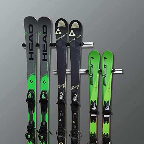 UPHAN PEMPES Floating Ski Display Wall Mount, Indoor Floating Minimalist Storage Rack Store Your Board Ski Wall Rack Display, Snowboard Rack Wall Mount hanger, Home and Garage Skiing Storage SK35