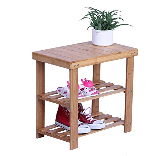ZHYH 2 Tier Shoe Rack Natural Shoe Rack Shoe Bench Organizer and Foot Stool Home Furniture Accessories