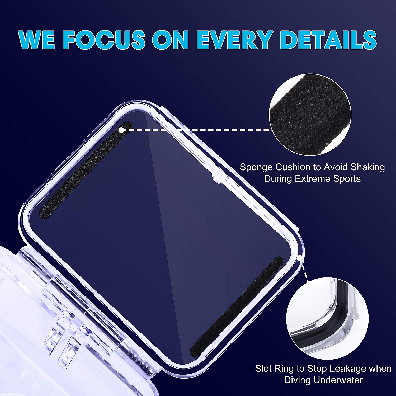 Waterproof Housing Case for Hero 8, 60M Diving Protective Housing Shell for Hero 8 Black Action Camera, Underwater Waterproof Protective Case with Quick Release Mount and Thumbscrew