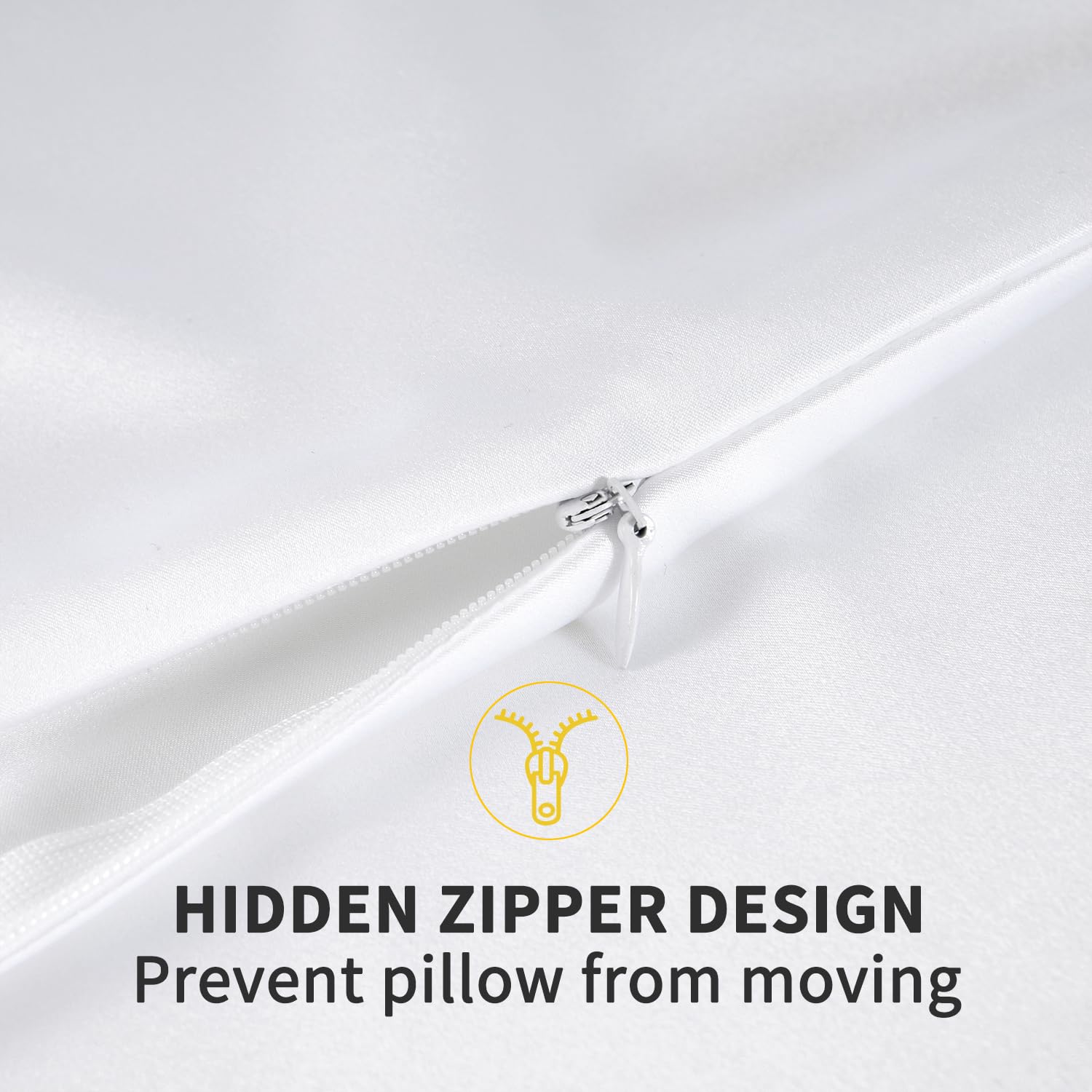 ZIMASILK 100% Pure Mulberry Silk Pillowcase for Hair and Skin Health,Soft and Smooth,Both Sides Premium Grade 6A Silk,600 Thread Count,with Hidden Zipper,1pc(Standard 20''x26'',White)