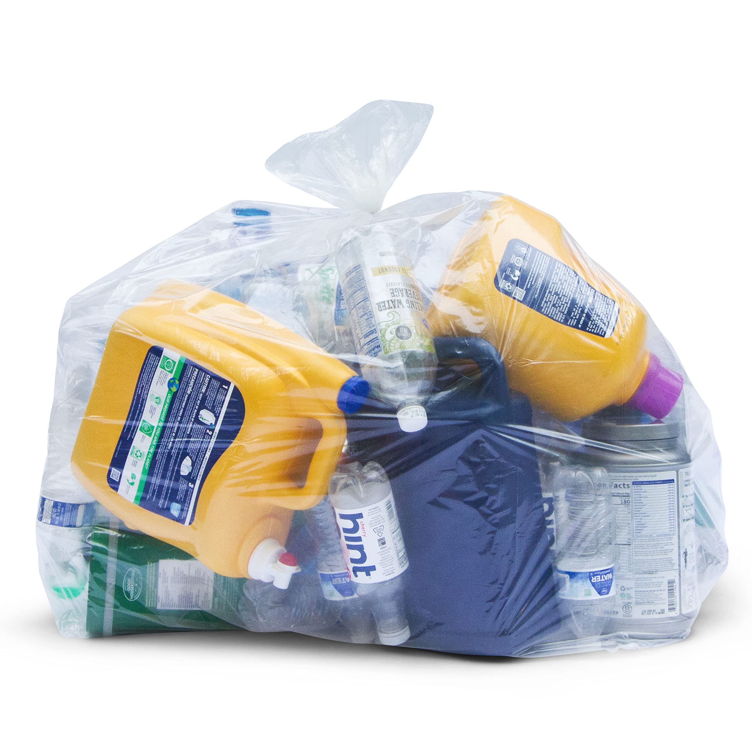 Tasker 64-65 Gallon Clear Trash Bags, Clear Recycling Bag (Huge 120 Count) 60 Gallon Clear Extra Large Recycling Garbage Bags