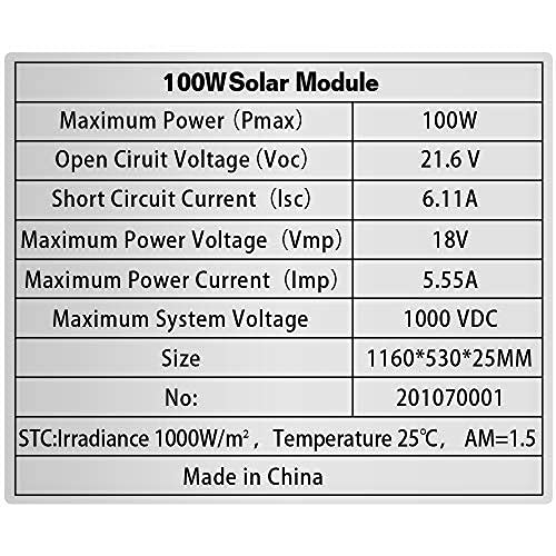 YUANFENGPOWER 100 watt Solar Panels with Border 100W 18V Monocrystalline for Camper RV Boat Caravan Cabin Tent Car