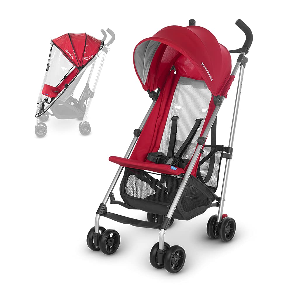 UPPAbaby G-LITE Stroller - Denny (Red/Silver) + G-LITE Rain Shield
