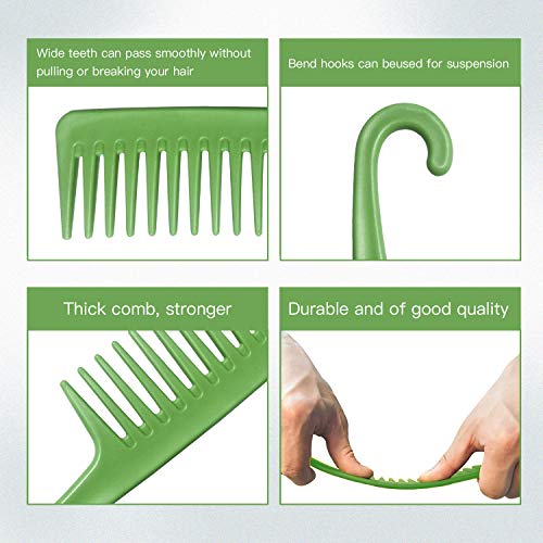 Wapodeai Wide Tooth Comb, Premium Shower Combs for Women, Apply to For Curly, Wet, Dry, Thick Hair (Green)