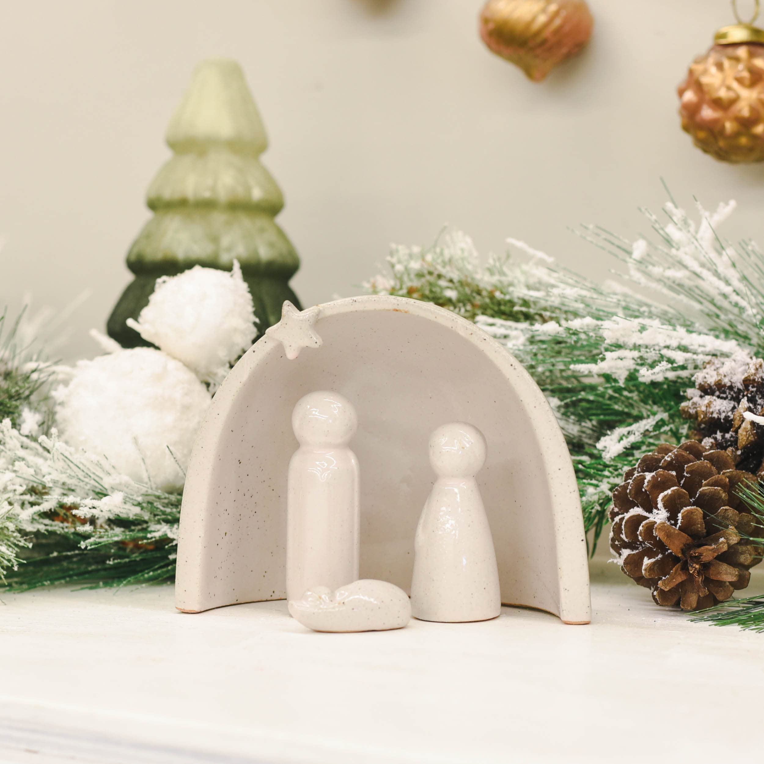 Stoneware Nativity with Glaze, Set of 4