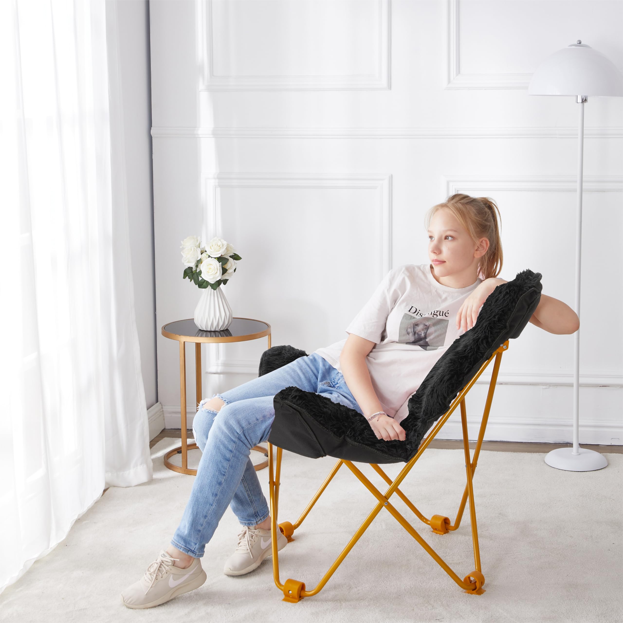 Urban Lifestyle WK657564 Mongolian Butterfly Chair, Silver